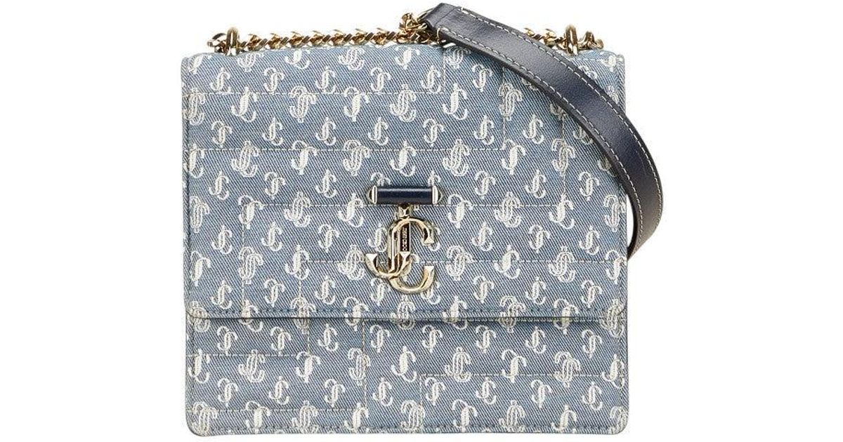 Jimmy Choo Varenne Avenue Quad Jc Monogram Cotton Leather Shoulder Bag ...