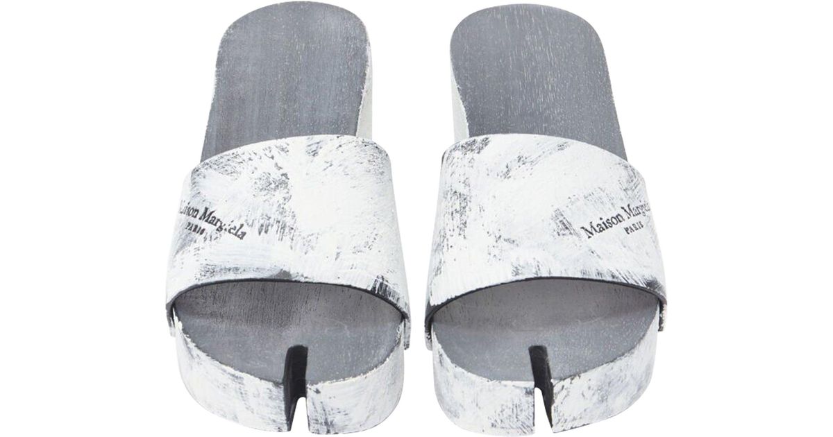 Maison Margiela Tabi Painted Cone Heel Wooden Clog Sandal in Metallic ...