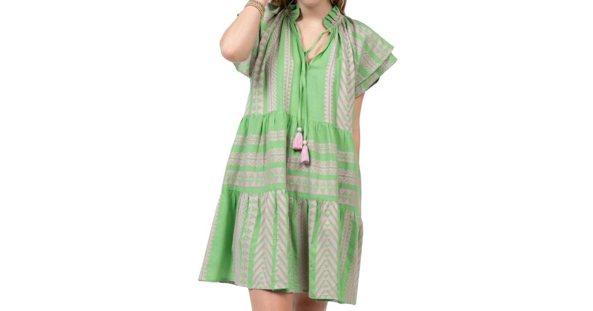 Ivy Jane Flutter And Tiered Dress in Green | Lyst