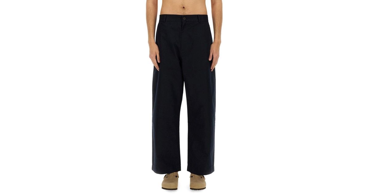 Studio Nicholson Relaxed Fit Wide Leg Slim Curved Pants in Black for ...