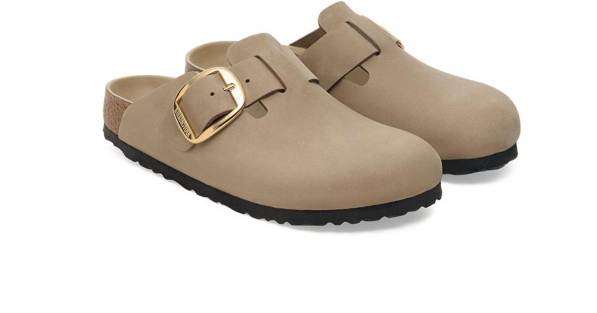 Birkenstock Boston Big Buckle Oiled Leather Slippers | Lyst