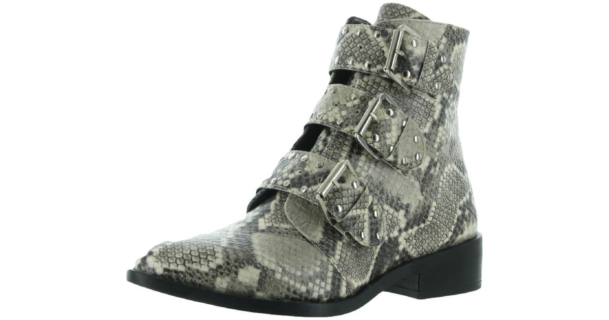 Steven New York Harmon Embossed Faux Leather Ankle Boots in Green | Lyst