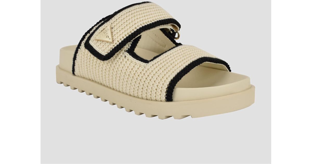 Guess Fadenna Two-Strap Crochet Sandals in Metallic | Lyst