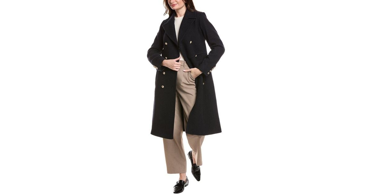 Kenneth Cole New York Chevron Textured Wool-Blend Military Coat in ...