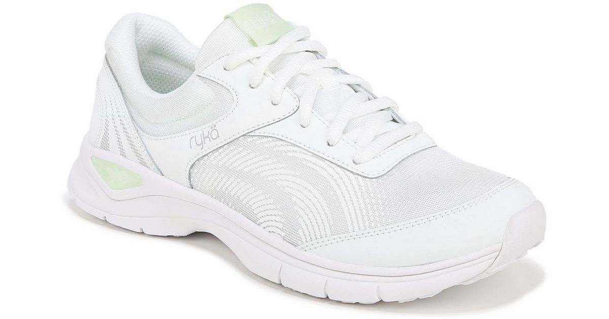 Ryka Relay Mesh Inset Leather Running & Training Shoes in White | Lyst