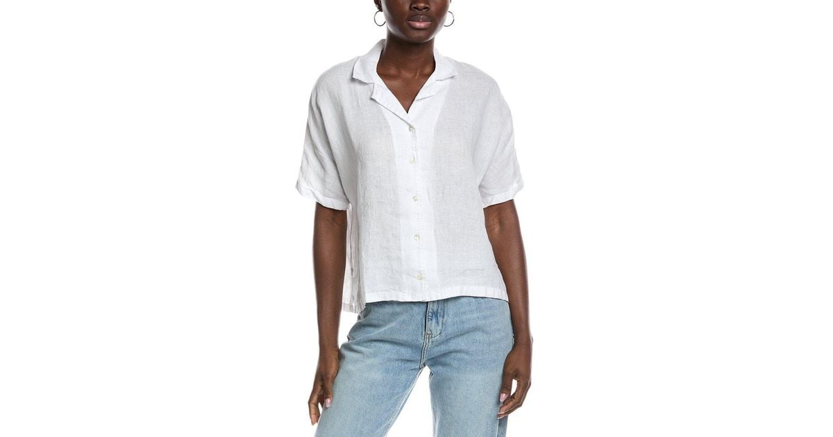 James Perse Lightweight Boxy Linen Shirt in White | Lyst