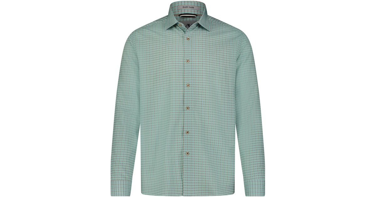 American Heritage Pistachio Sand Check Hidden Button Down Long Sleeve ...