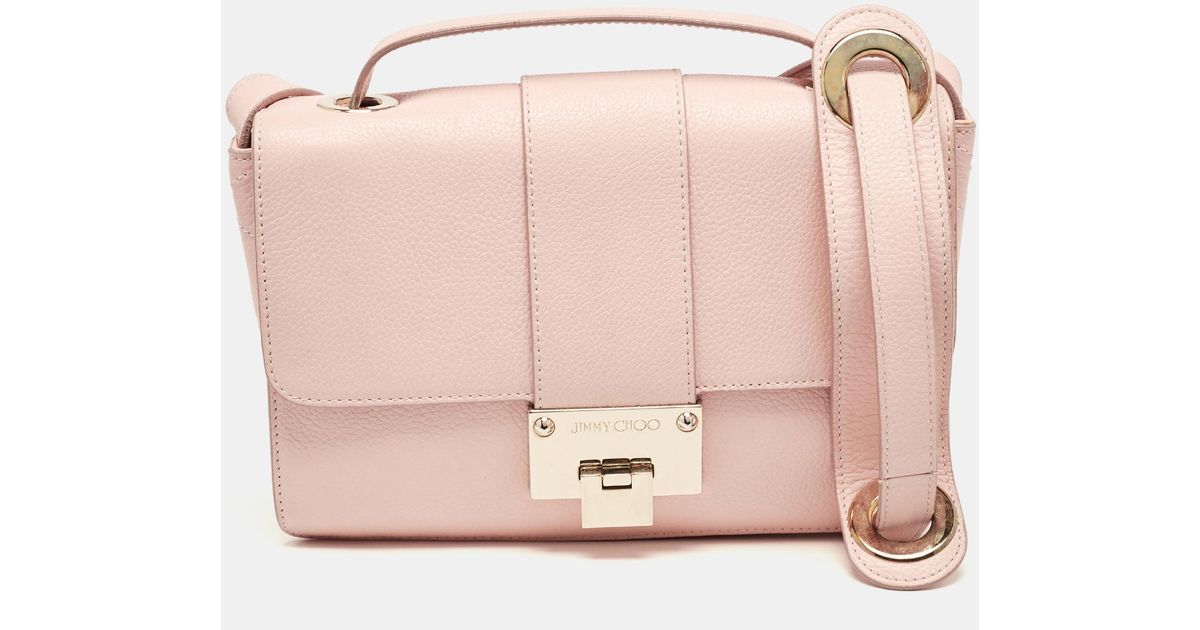 Jimmy Choo Leather Rebel Flap Top Handle Bag in Pink | Lyst
