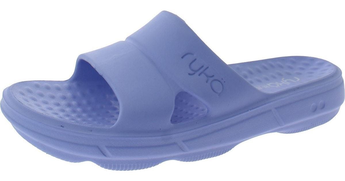 Ryka Restore Slip On Flat Pool Slides in Blue | Lyst