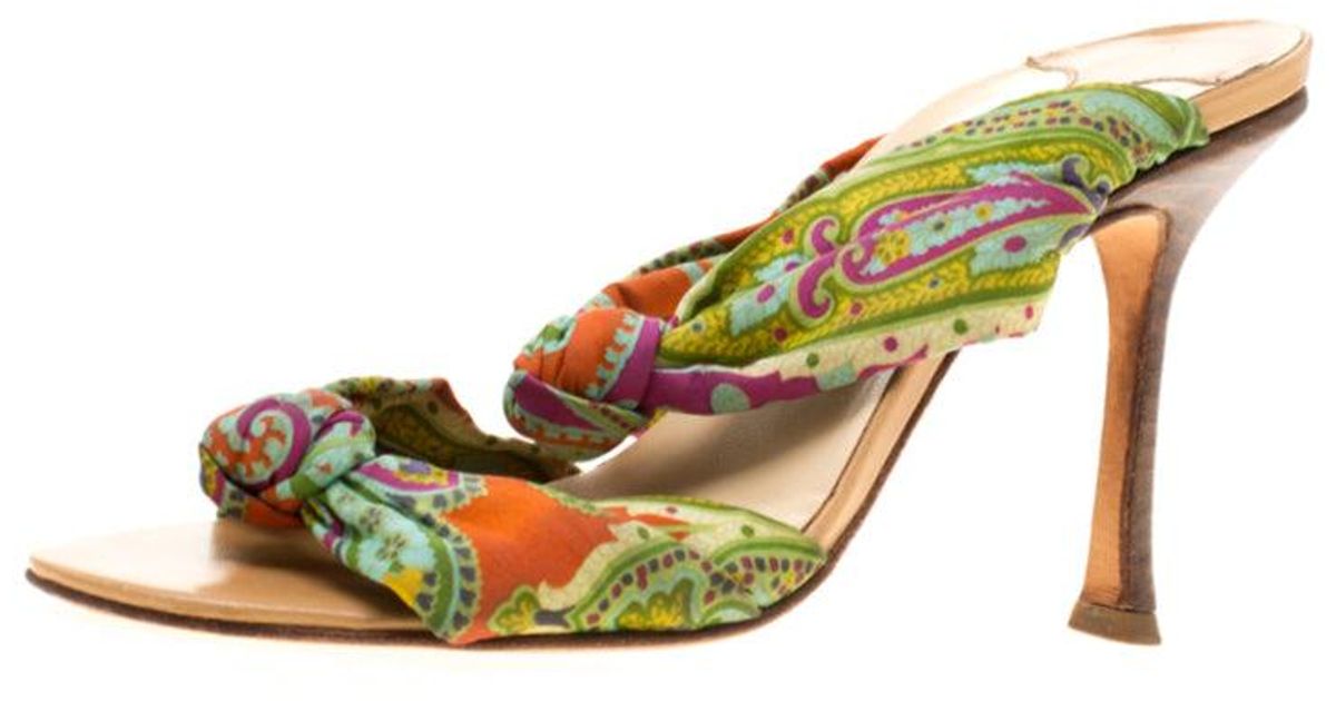 Jimmy Choo Fabric Knot Slide Sandals in Natural | Lyst