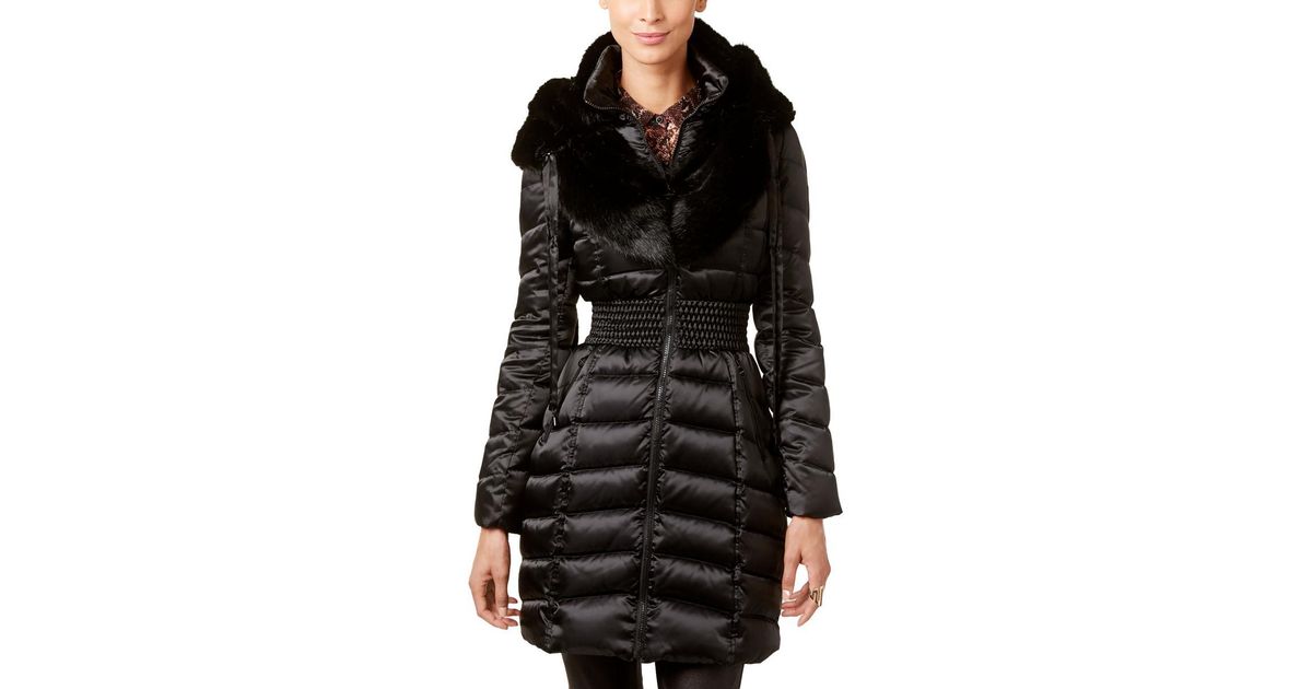 Laundry by Shelli Segal Winter Quilted Puffer Coat in Black | Lyst