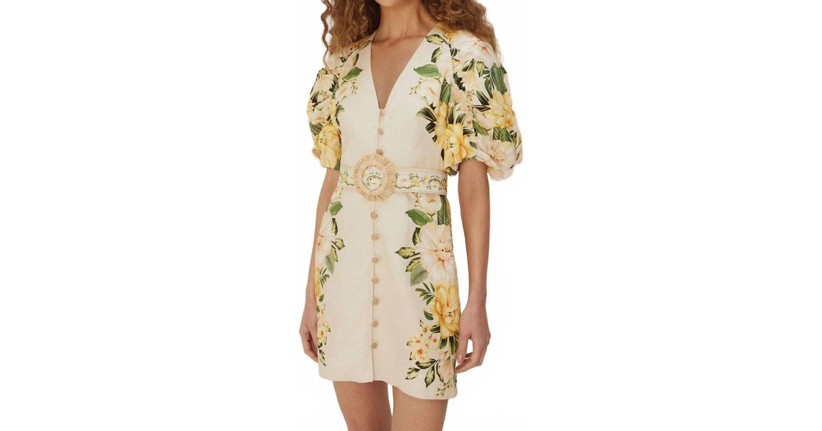 FARM Rio Gardenia Cascade Dress in Natural | Lyst
