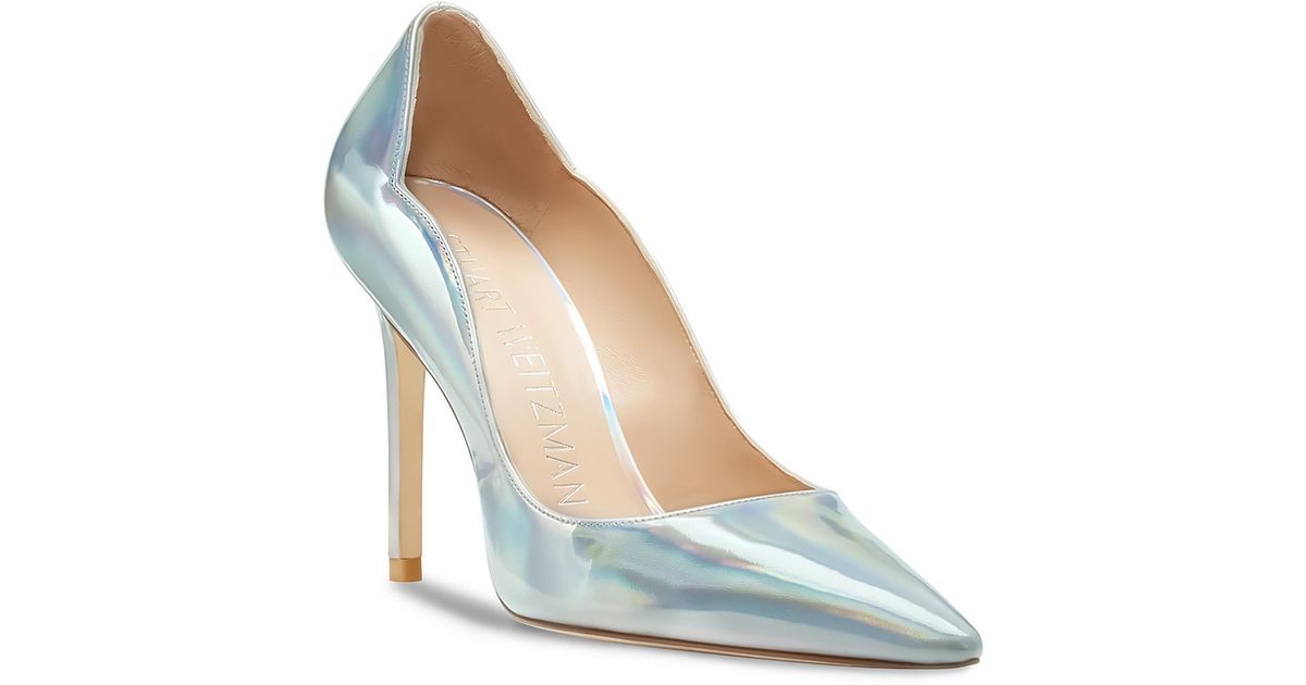 Stuart Weitzman 100 Patent Leather Scalloped Pumps in Blue | Lyst