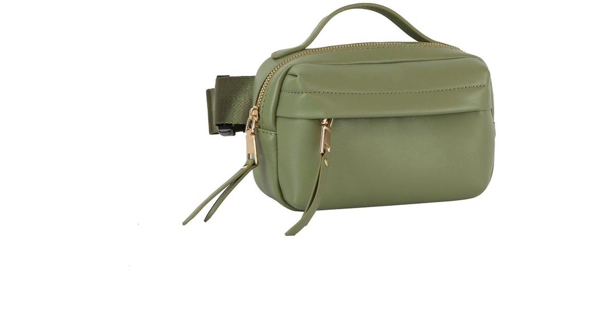 Handbag Factory Corp Triple Zip Fanny Pack Belt Bag in Green | Lyst