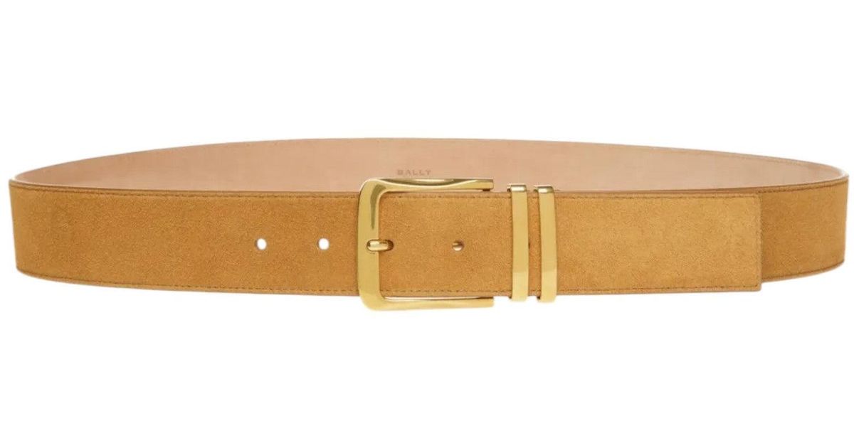 Bally 6305262 Curved Deserto Suede Leather Belt in Black for Men | Lyst