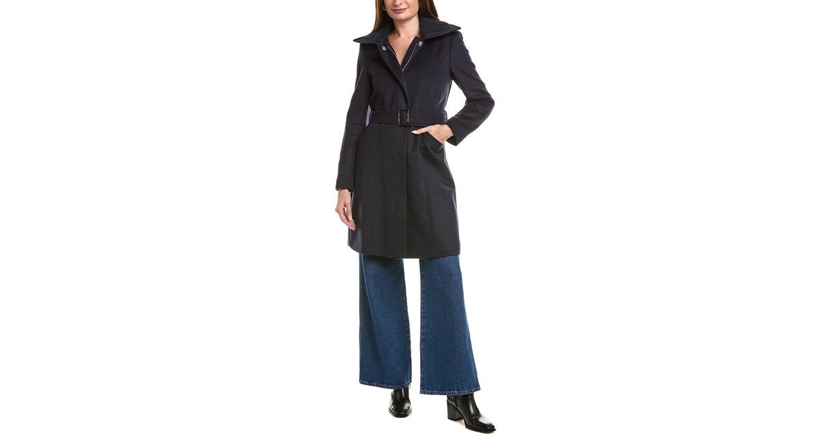 Sam Edelman Asymmetrical Wool-Blend Trench Coat in Blue | Lyst
