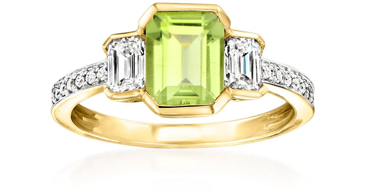 Ross-Simons Peridot Ring With Lab-Grown Diamonds in Metallic | Lyst