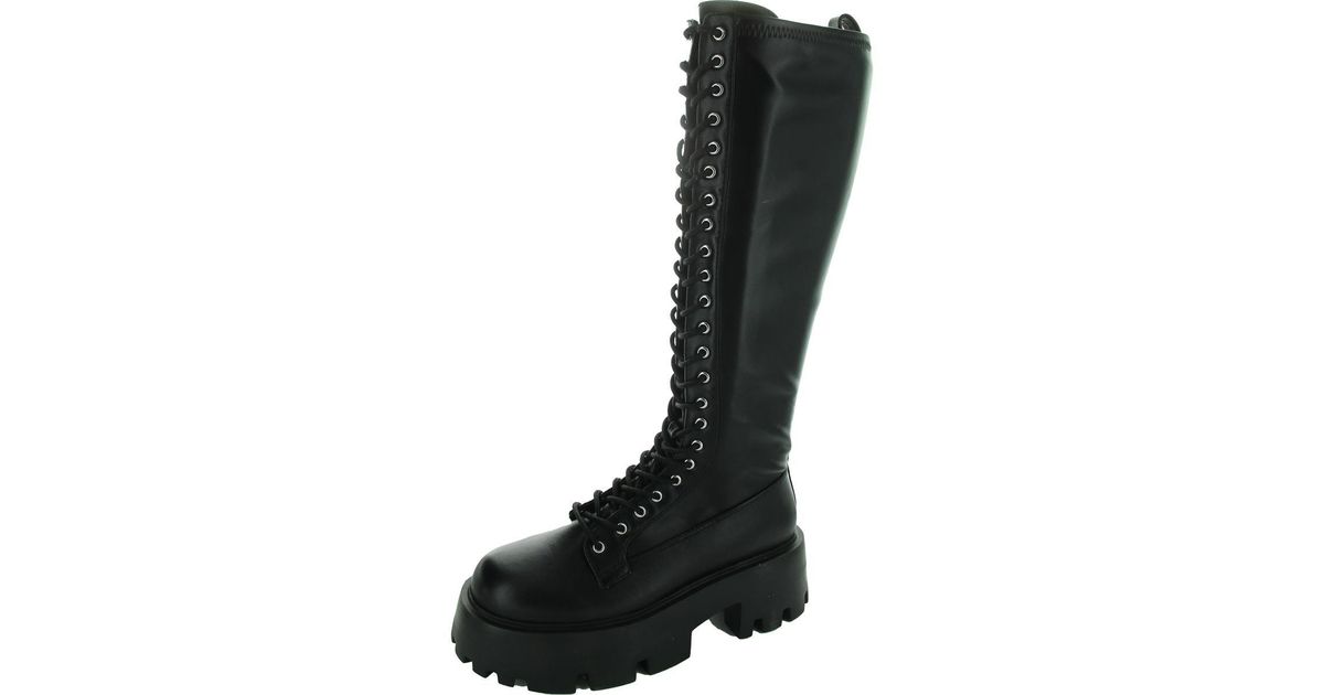 Steve Madden Lace-Up Made Knee-High Boots in Black | Lyst