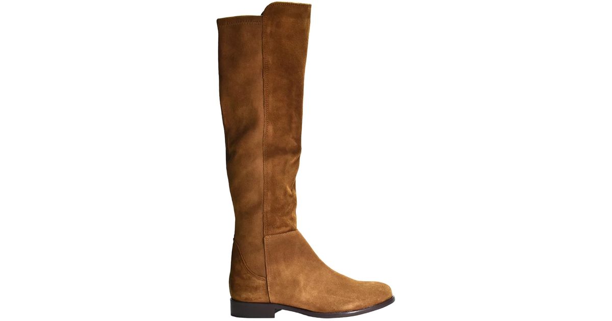 Cordani Italian Suede Tall Stacked Heel Boots in Brown | Lyst