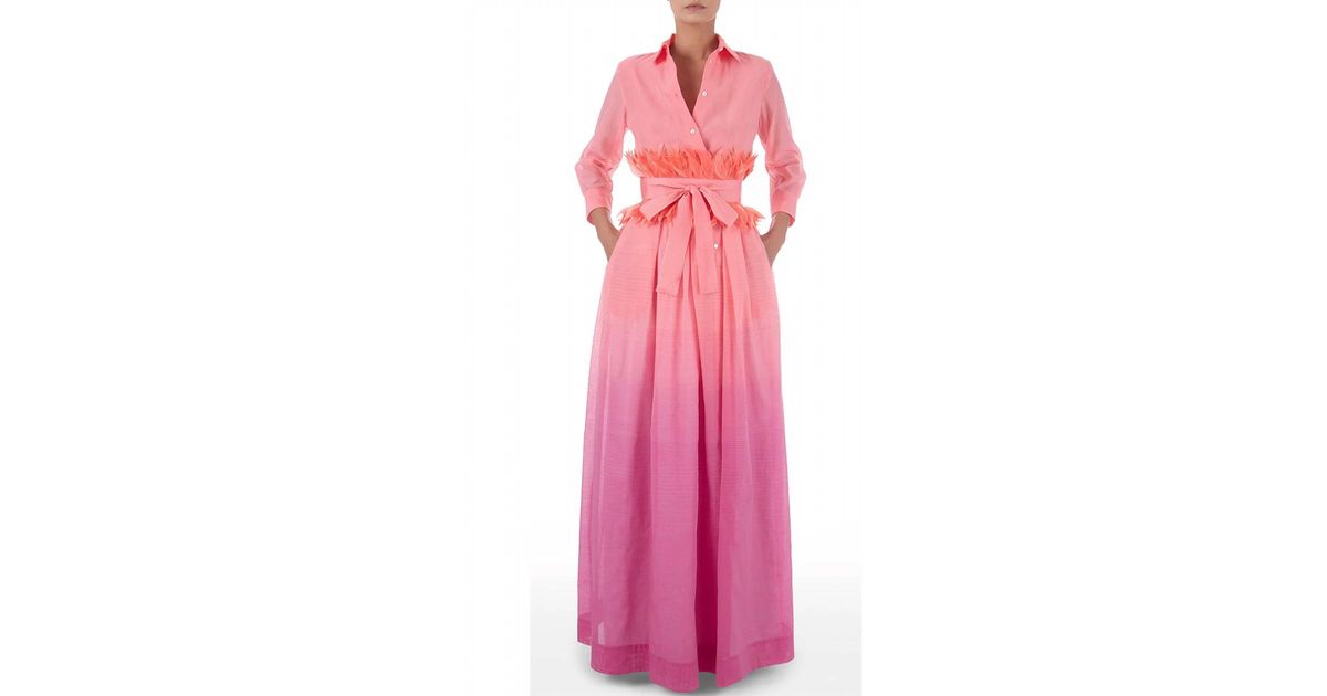 Sara Roka Edna Dress With Feather Belt in Pink | Lyst