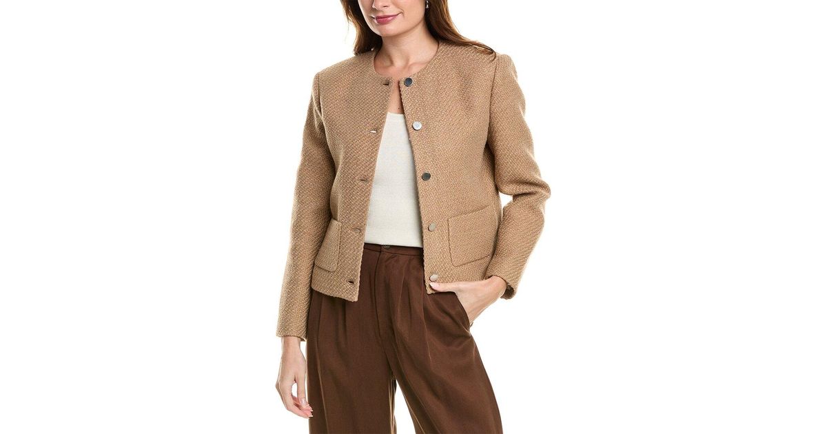 Theory Pocket Crop Wool-Blend Jacket in Brown | Lyst