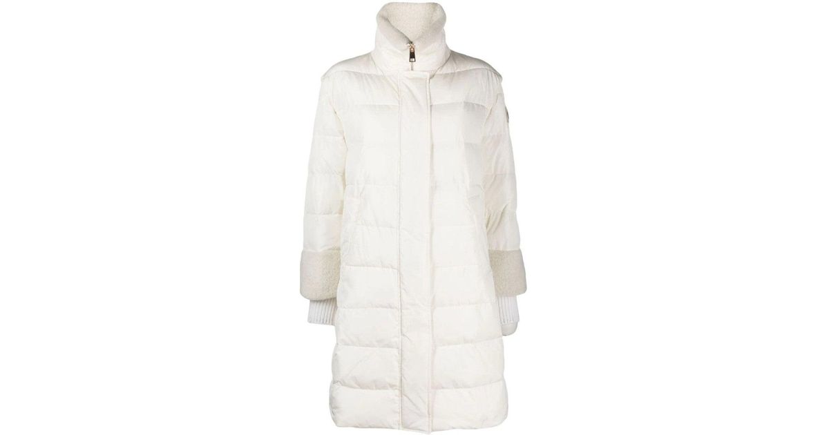Lorena Antoniazzi Quilted Long Puffer Coat With High Collar in White | Lyst