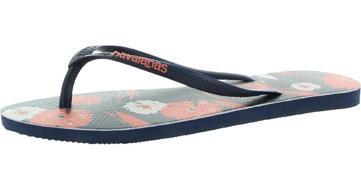 Havaianas Slim Floral Basic Thong Flat Flip-Flops in Blue | Lyst