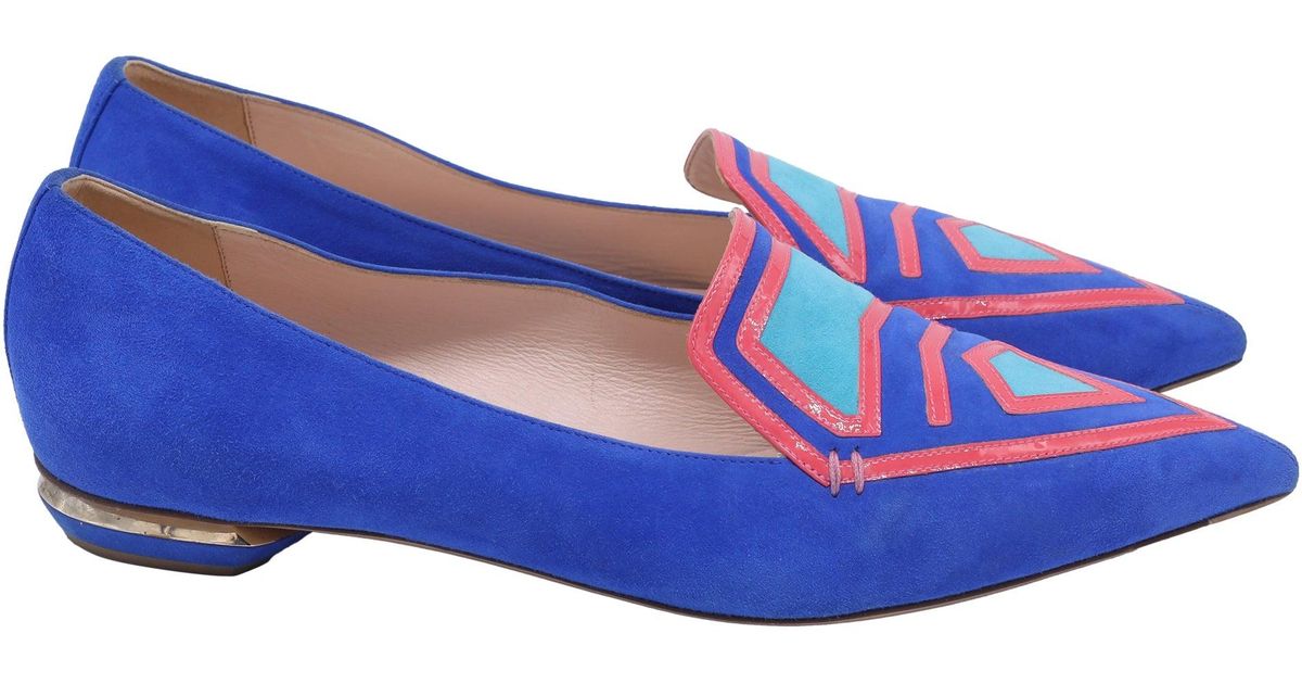 Nicholas Kirkwood Leia Patent Leather-Trimmed Point-Toe Flats in Blue ...