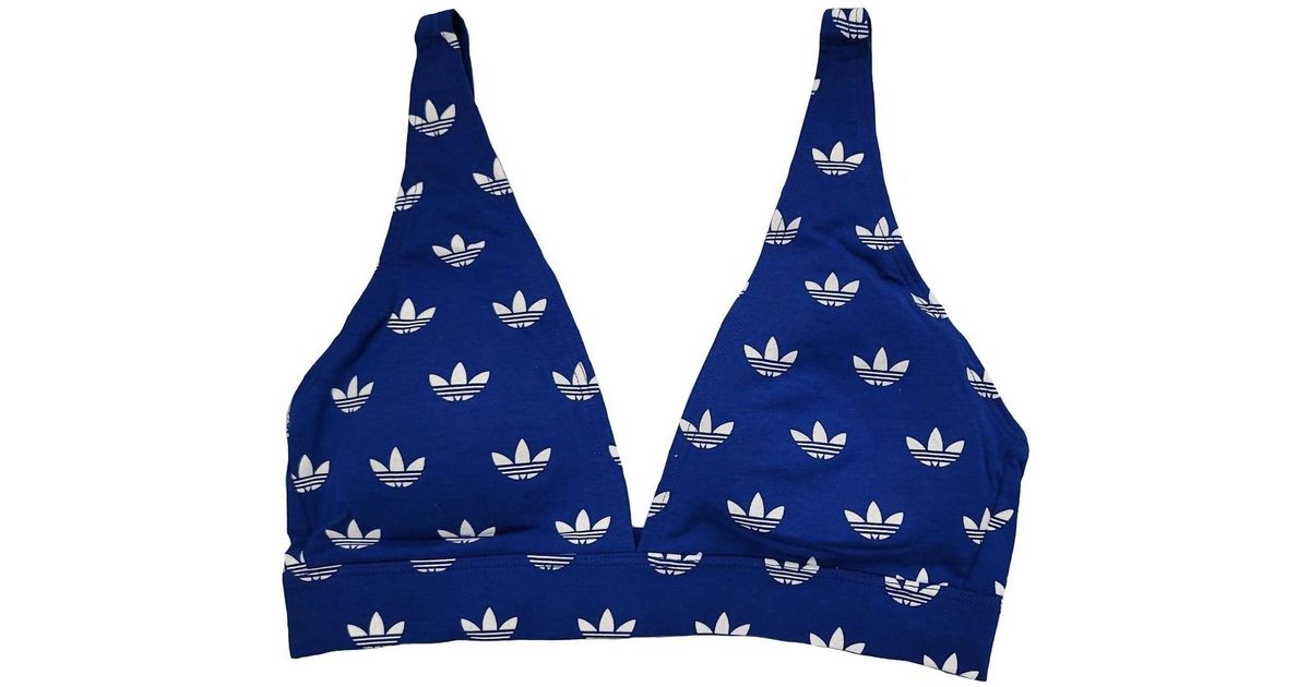 adidas Adicolor Comfort Flex Unlined Triangle Bralette in Blue | Lyst