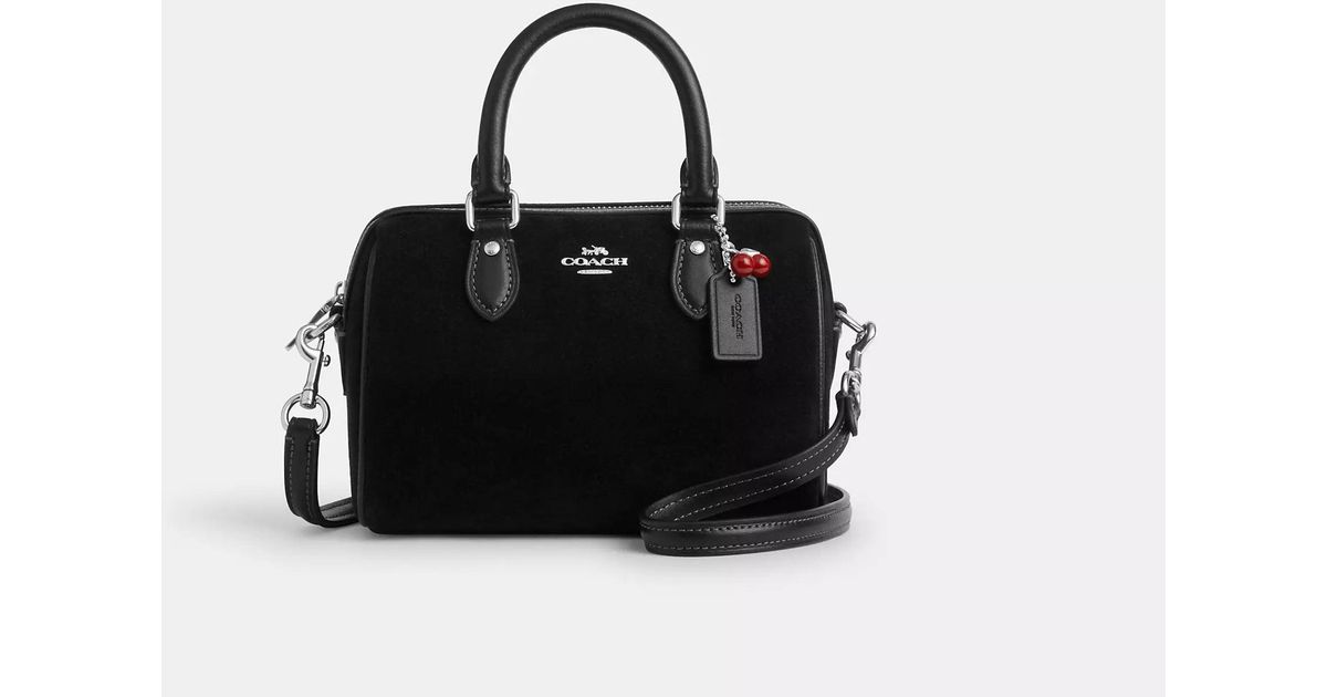 COACH Mini Rowan Crossbody Bag With Cherry Charm in Black | Lyst