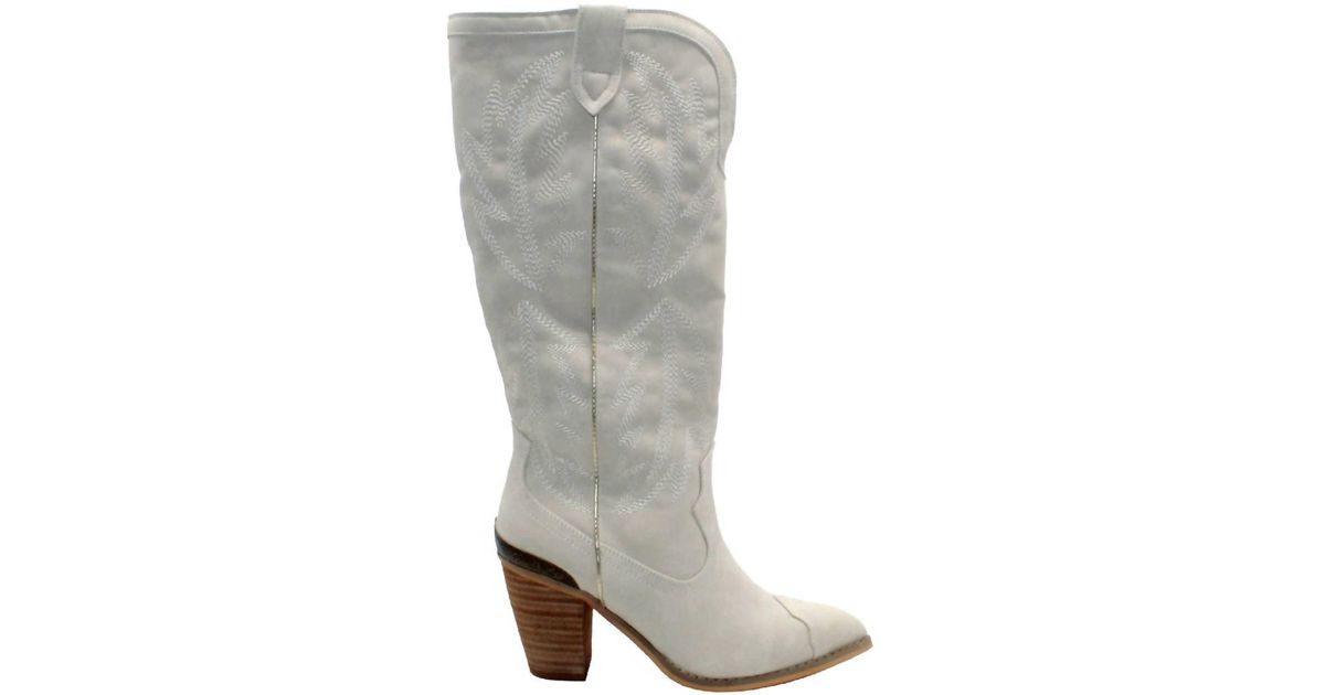 Volatile Prestone Faux Leather Embroidered Boots in Gray | Lyst