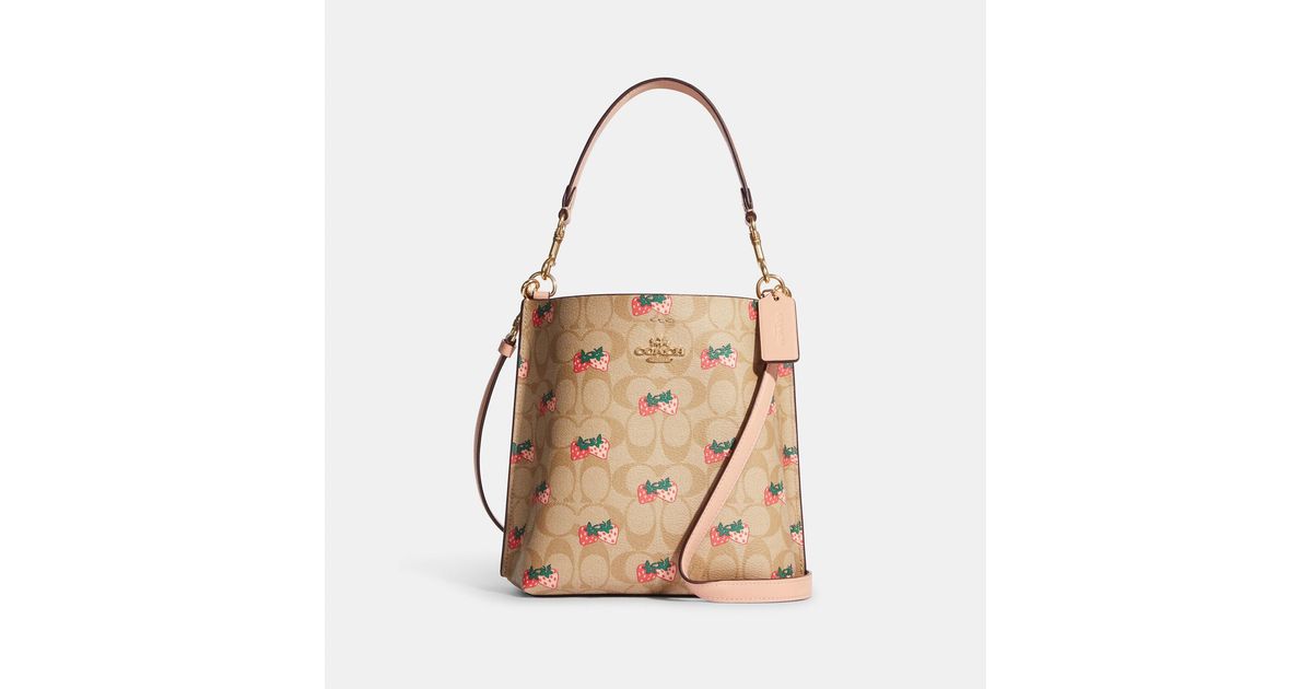 COACH Mollie Bucket Bag 22 In Signature Canvas With Strawberry Print in ...