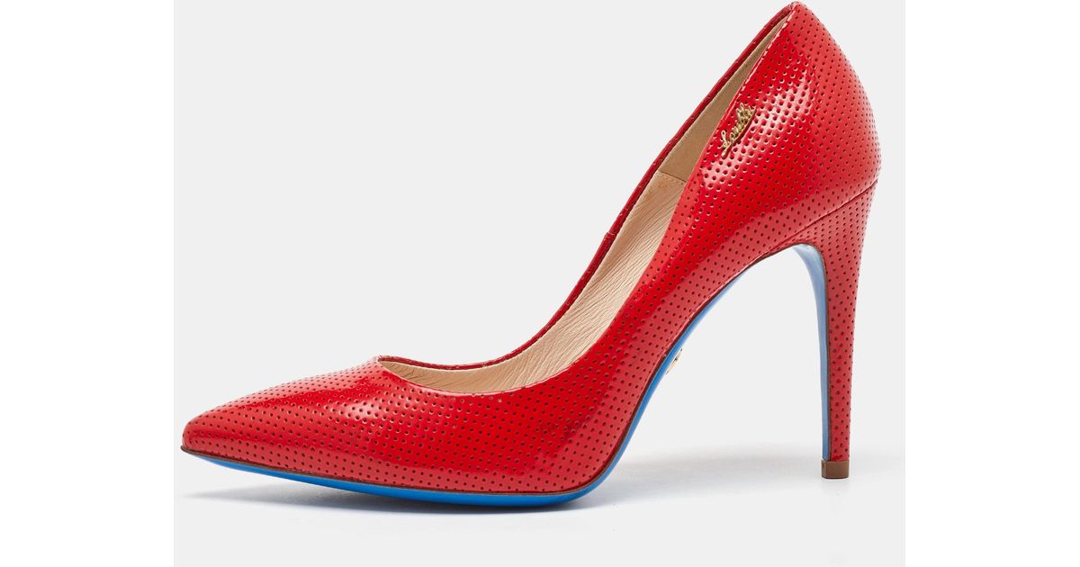 Loriblu Perforated Patent Leather Pointed Toe Pumps in Red | Lyst