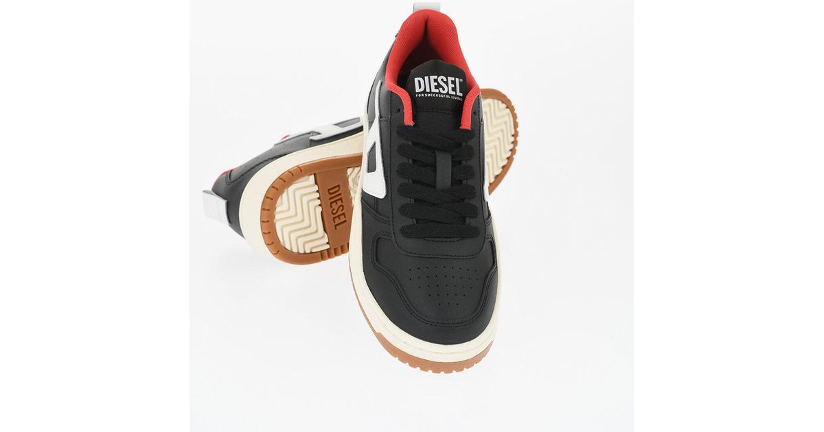 DIESEL Leather S-Ukiyo V2 Low Top Sneakers With Contrasting Sole for Men | Lyst