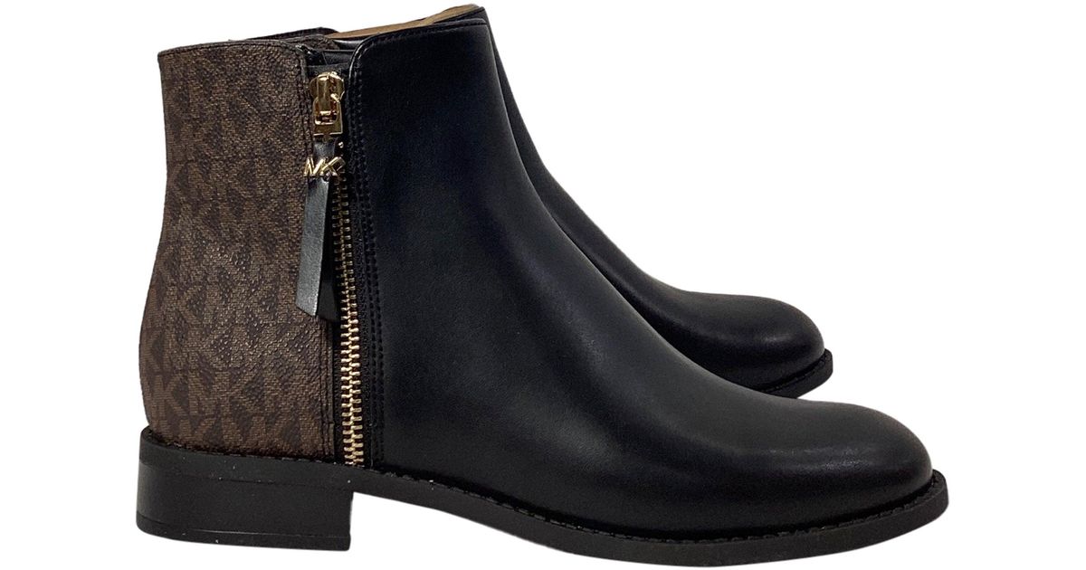 Michael Kors Britt Signature Logo Trim Ankle Boot in Black | Lyst