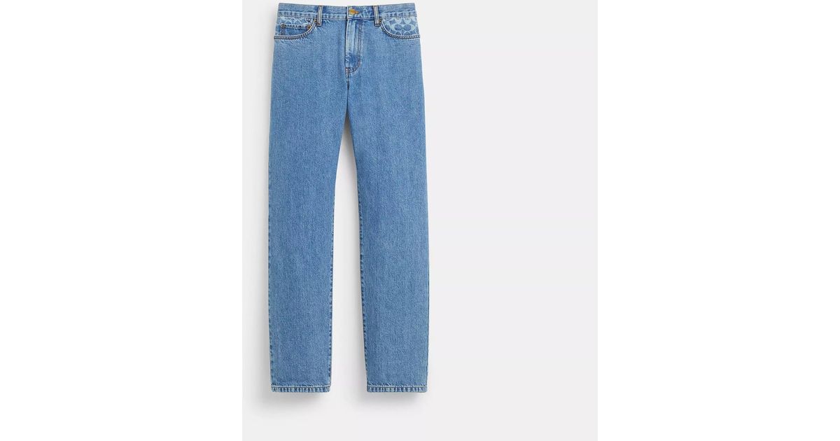 COACH Straight Fit Denim Jeans in Blue for Men | Lyst