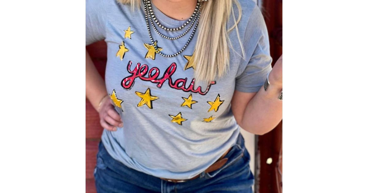 Texas True Threads Yeehaw Stars Tee in Blue | Lyst