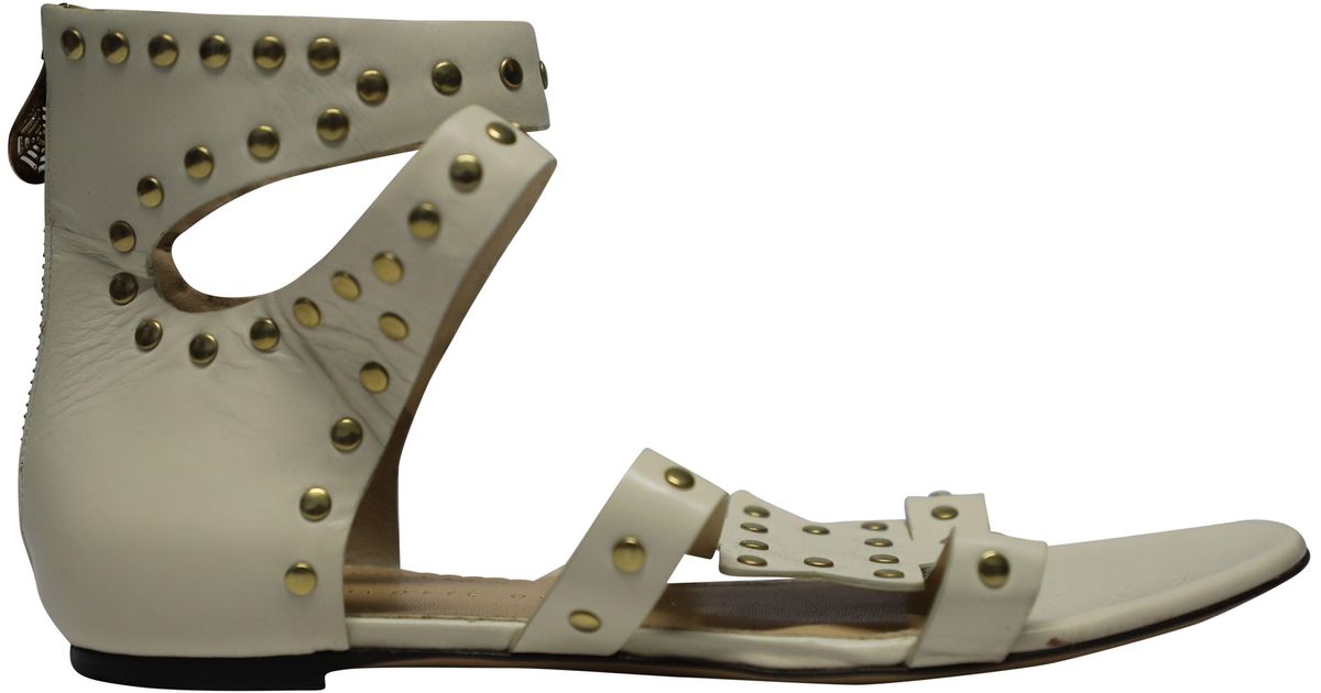 Charlotte Olympia Studded Star Calfskin Leather Sandals in Green | Lyst