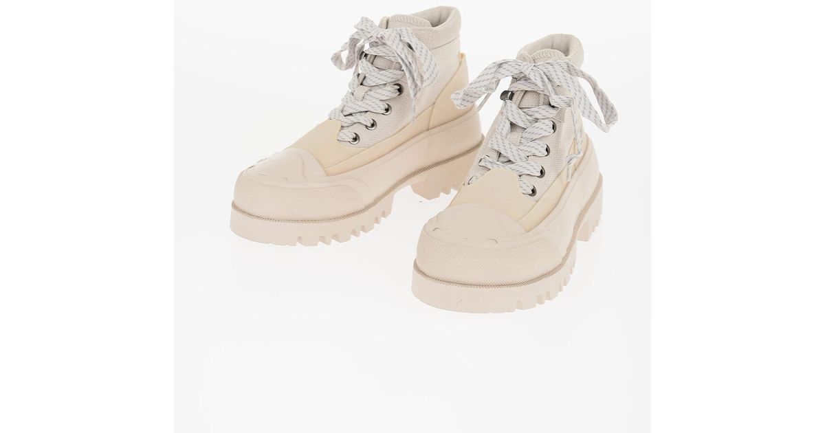 DIESEL Canvas D-Hiko Bt X Hiking Boots With Tank Sole in White | Lyst