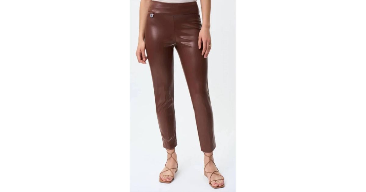 Joseph Ribkoff Espresso Leather Pants in Red | Lyst