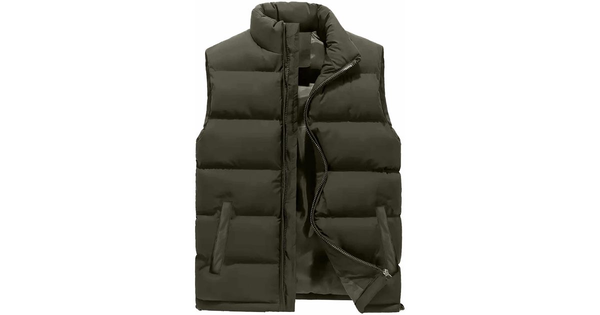 Spire By Galaxy Modern Fit Heavyweight Puffer Bubble Vest in Green for ...