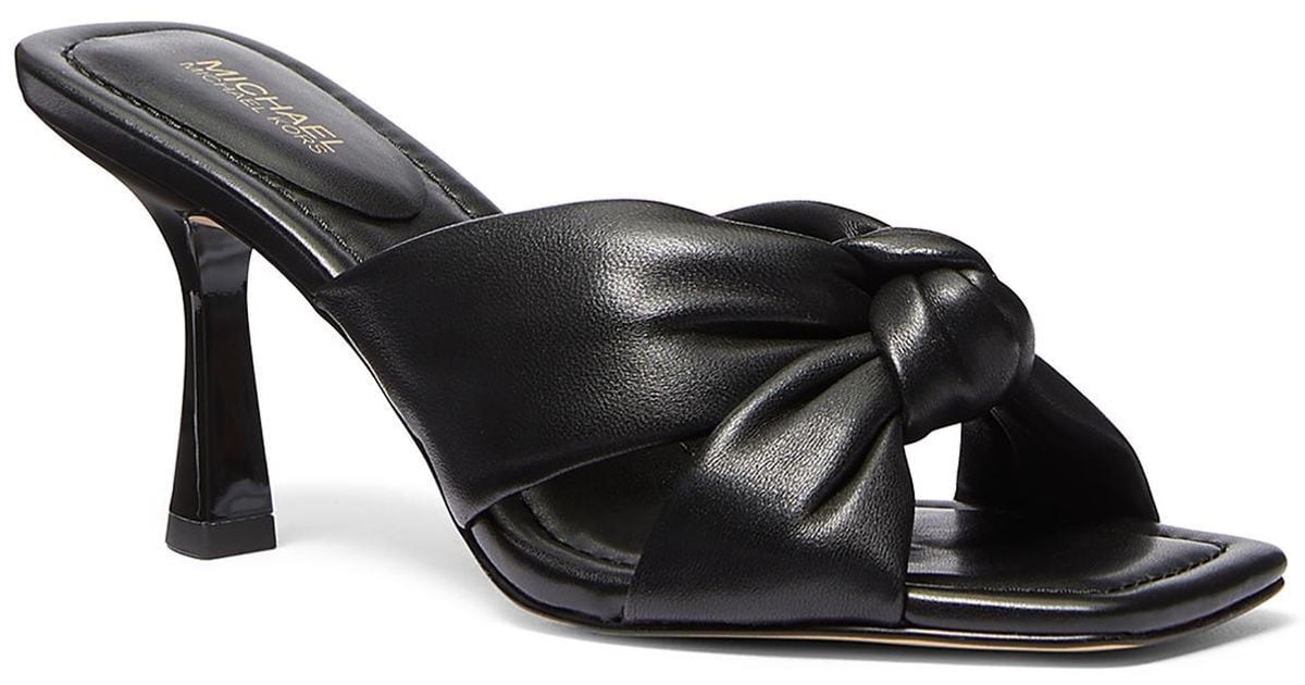 MICHAEL Michael Kors Elena Leather Knotted Mule Sandals in Black | Lyst
