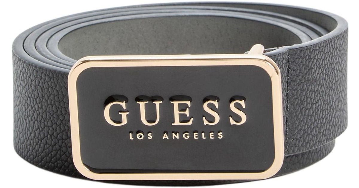 Guess Faux-Leather Enamel Logo Belt in Gray | Lyst
