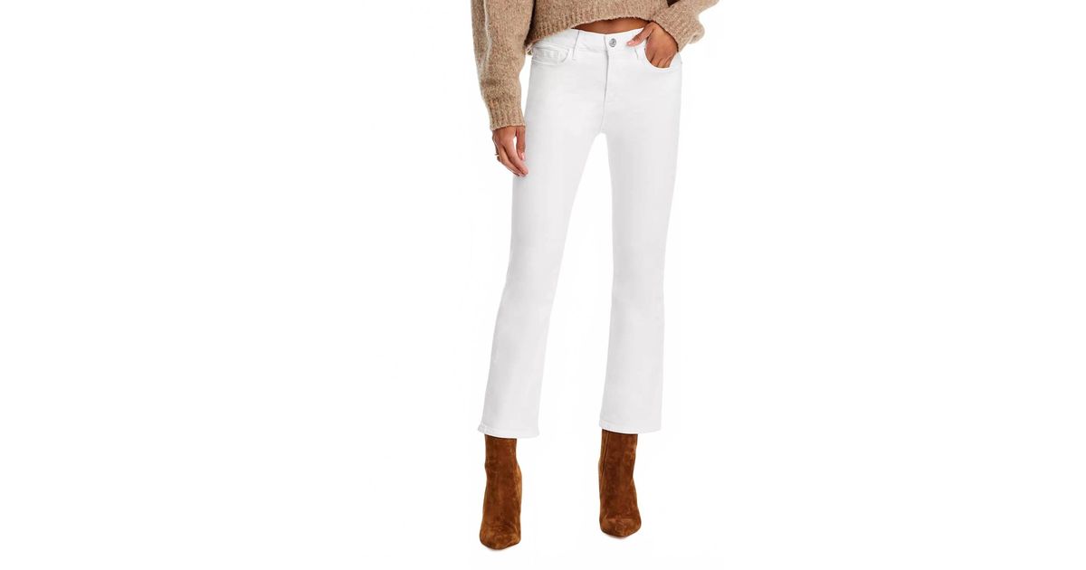 FRAME Le Crop Mini Boot Mid-Rise Jeans in White | Lyst