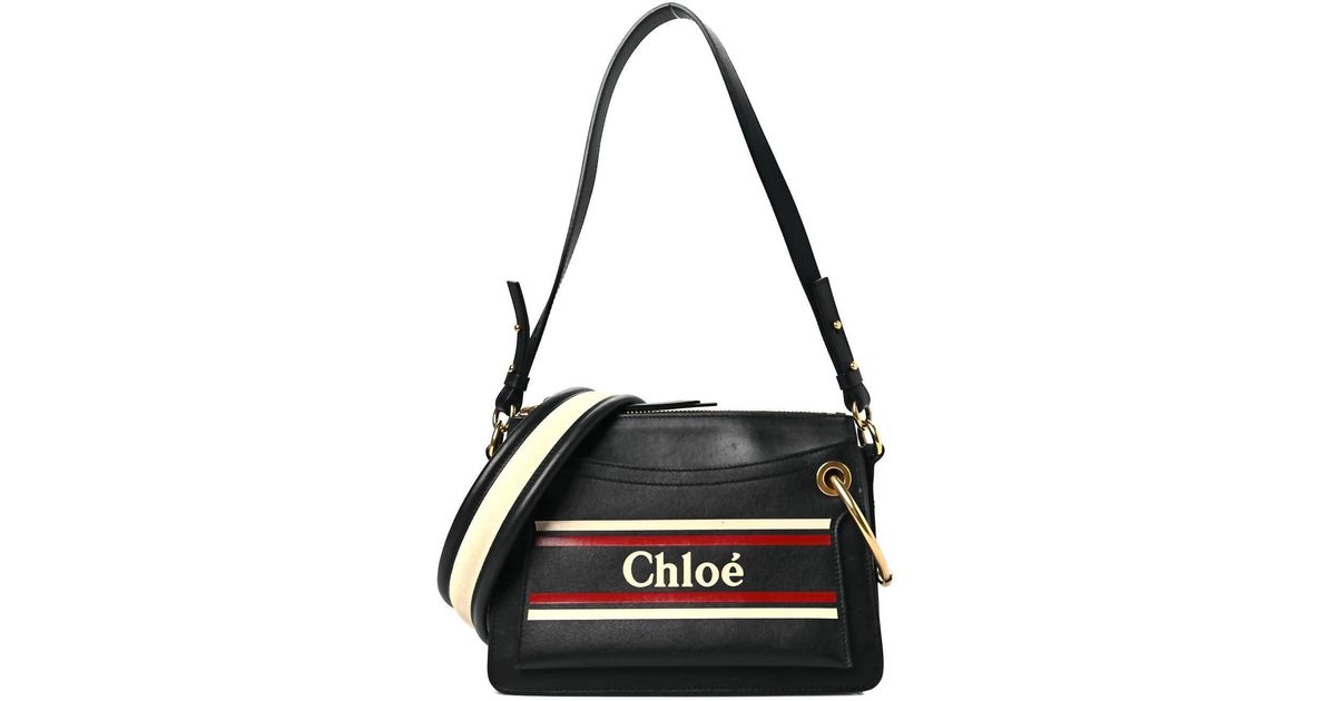 Chloé Pre-Loved Roy Logo Shoulder Bag in Black | Lyst