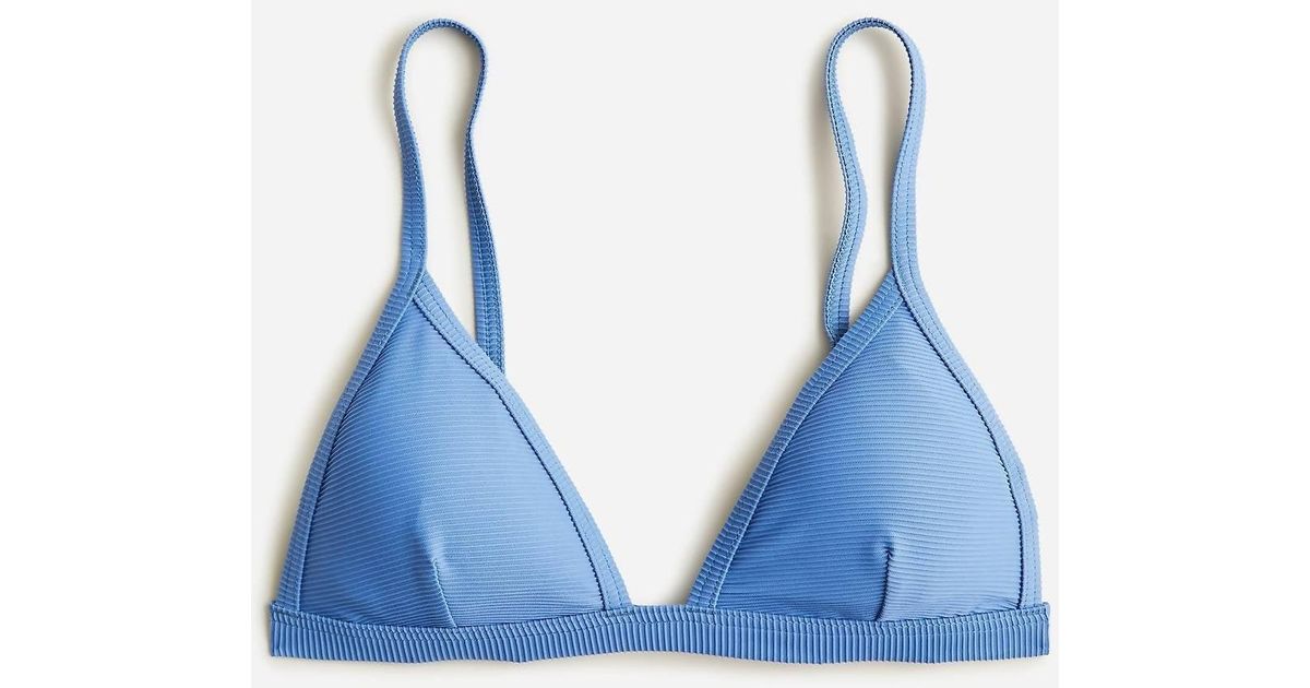 J.Crew Ribbed Triangle Bikini Top in Blue | Lyst