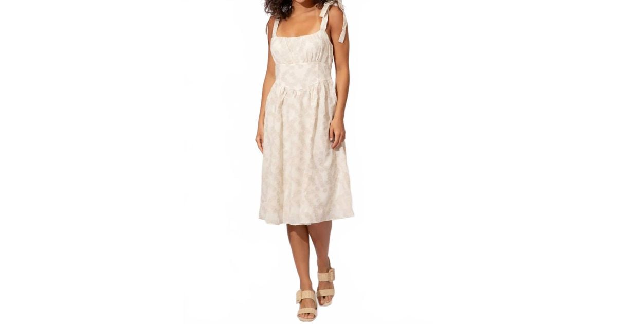Allie Rose Noor Midi Dress in Natural | Lyst