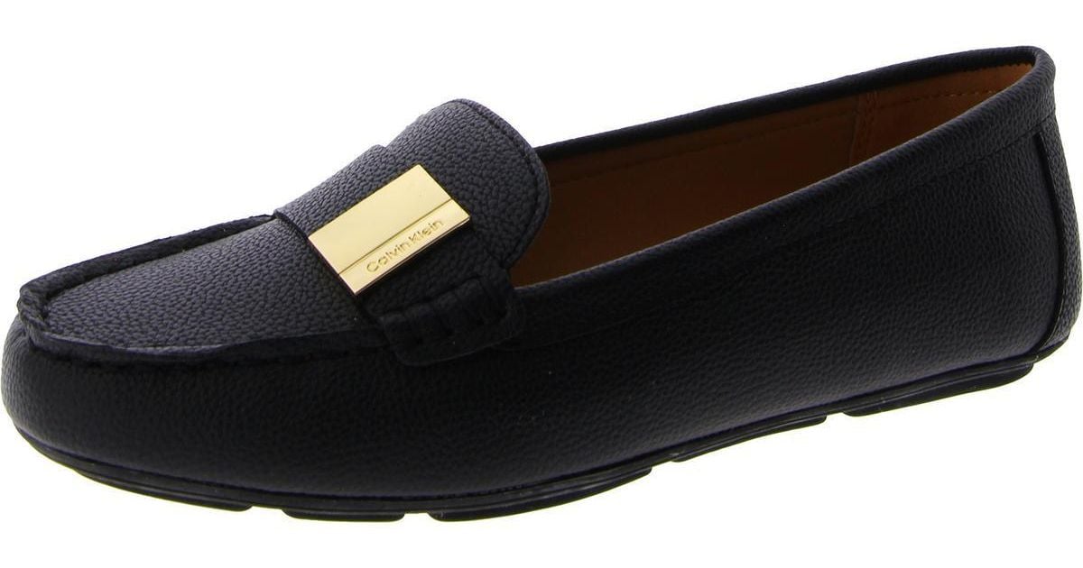 Calvin Klein Lisa Leather Classic Flat Shoes in Black | Lyst