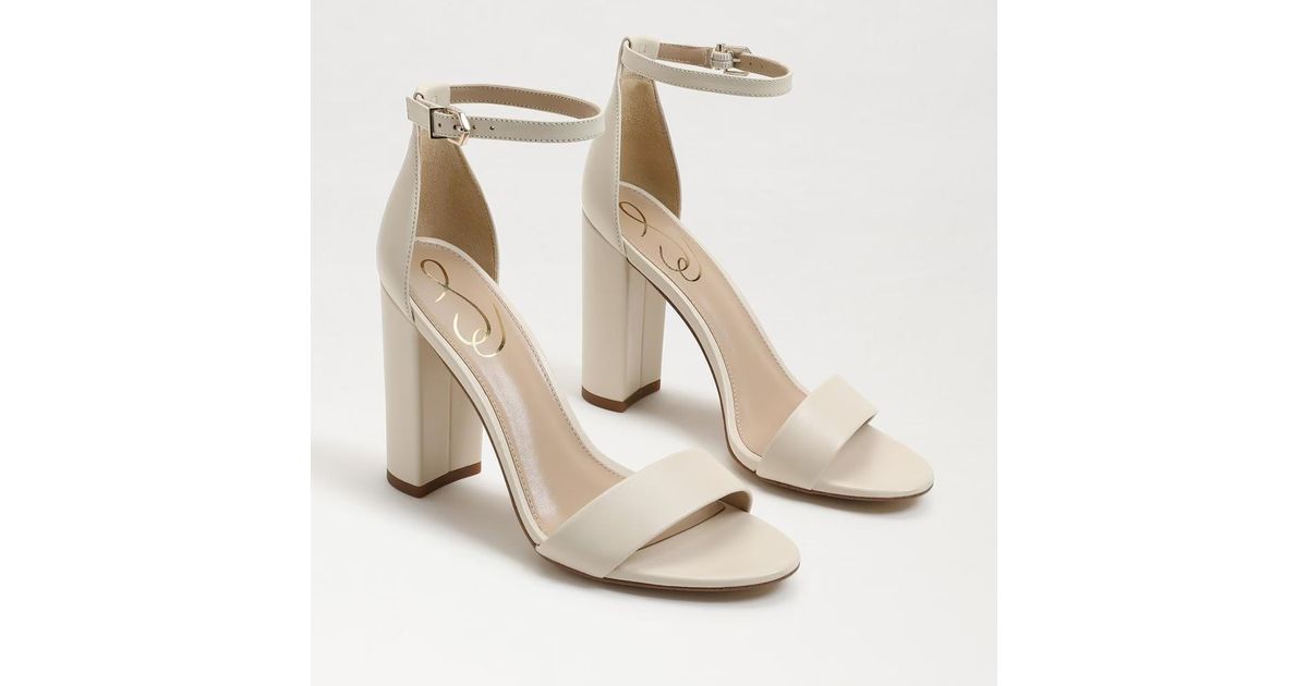 Sam Edelman Yaro Block Heel Sandal Modern Ivory Leather in White | Lyst