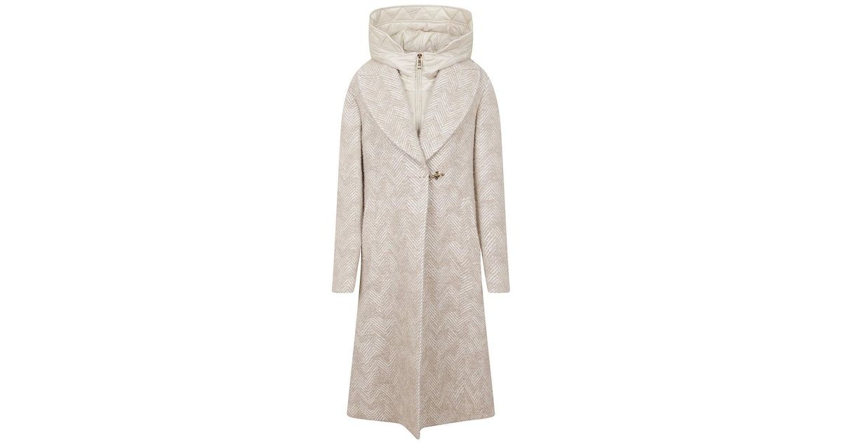 Fay Double-Front Mohair Wool Coat With Removable Hood in Gray | Lyst